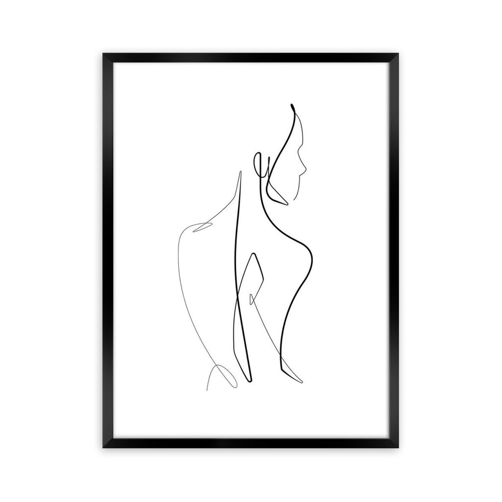 Keretezett falikép, vonalrajz, női alak, 30x40 cm, fekete - SILHOUETTE ...